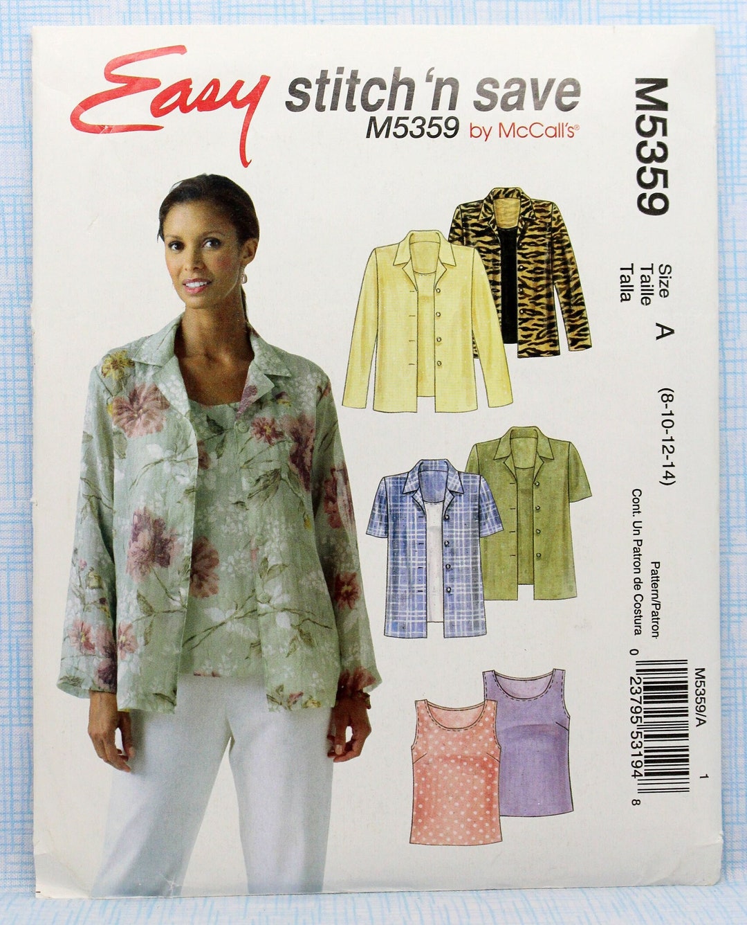 Stitch N Save Sewing Pattern 5359, Misses' Easy Front Button Shirts and ...