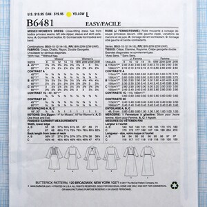 Butterick Sewing Pattern 6481, Women's Easy Dress, Uncut/ff, Women's ...