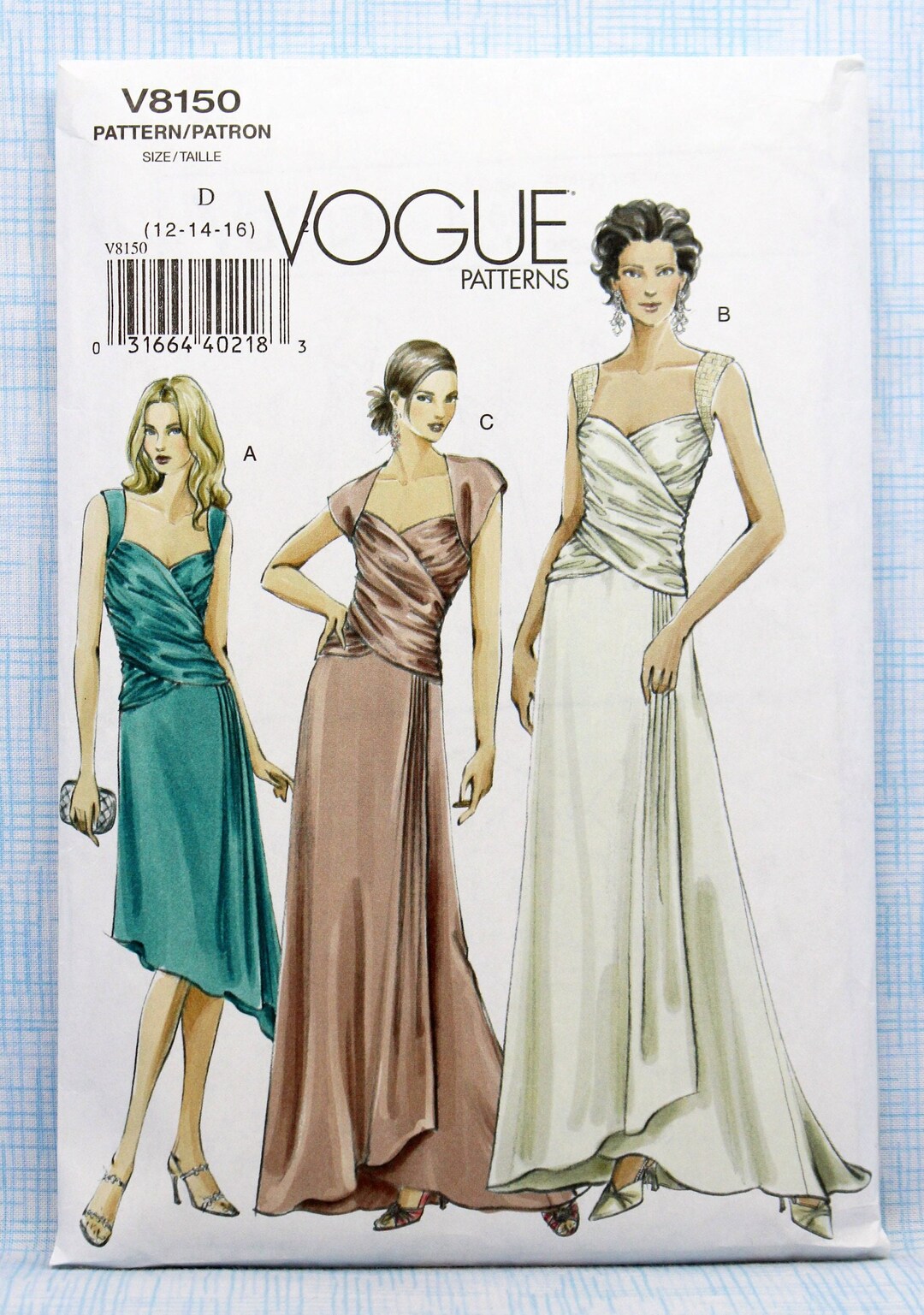 Vogue Sewing Pattern 8150, Misses' Fitted and Slightly Flared Evening ...