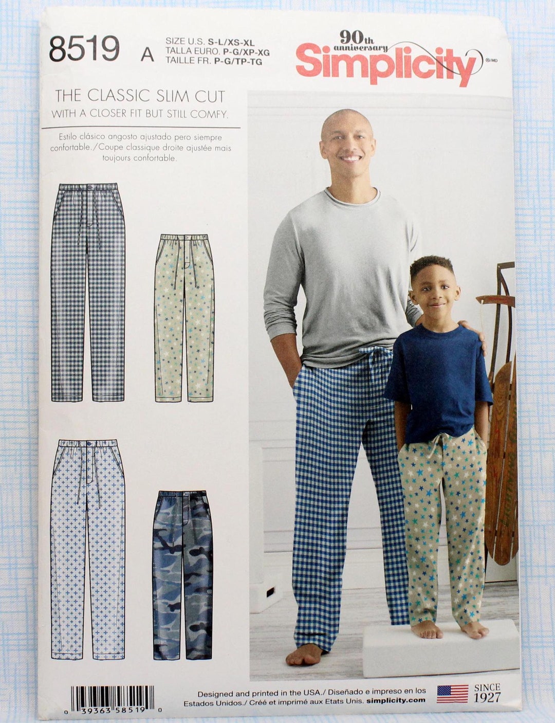 Simplicity Sewing Pattern 8519, Boys' and Men's Slim Fit Lounge Pants ...