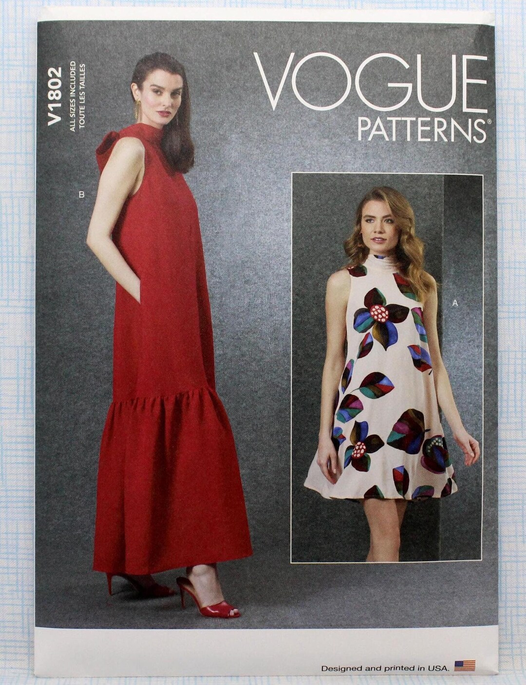 Vogue Sewing Pattern V1802, Misses' Pullover Loose-fitting Dress, Uncut ...