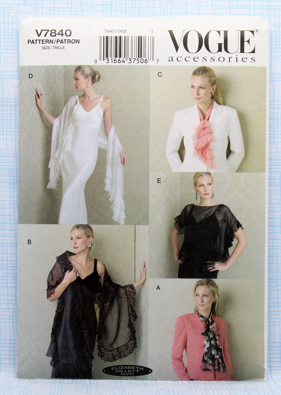 Vogue Sewing Pattern 7840, Misses' Evening Scarves Wraps and Poncho ...