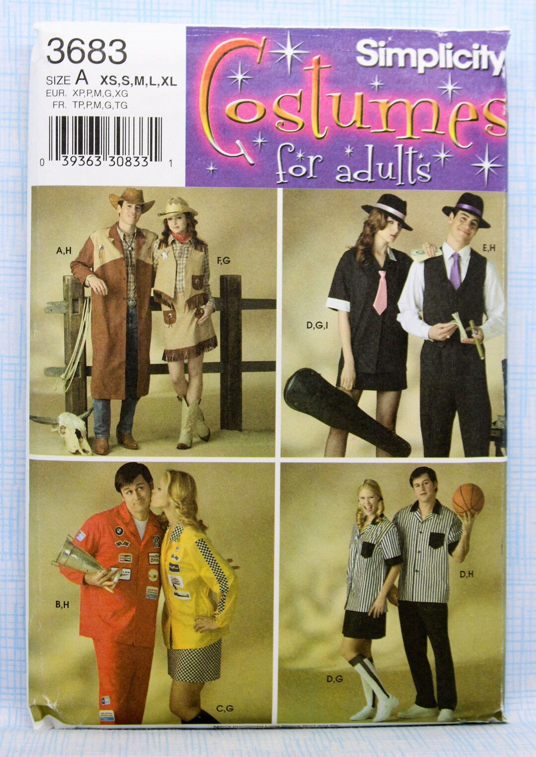 Simplicity Sewing Pattern 3683, Misses'/men's/teens' Cowboy, Gangster ...