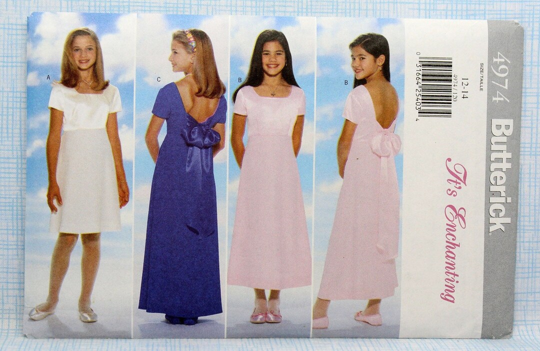 Butterick Sewing Pattern 4974, Girls' Dress With Raised Waist, Uncut/ff ...