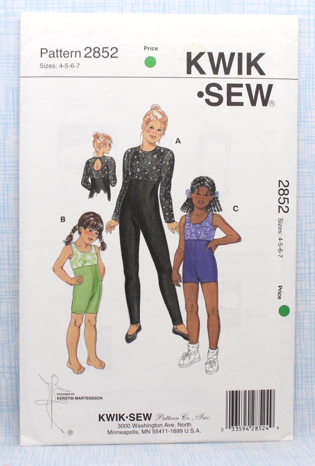 Kwik Sew 2852, Girls' Unitards With Empire Waist Sewing Pattern, Uncut ...