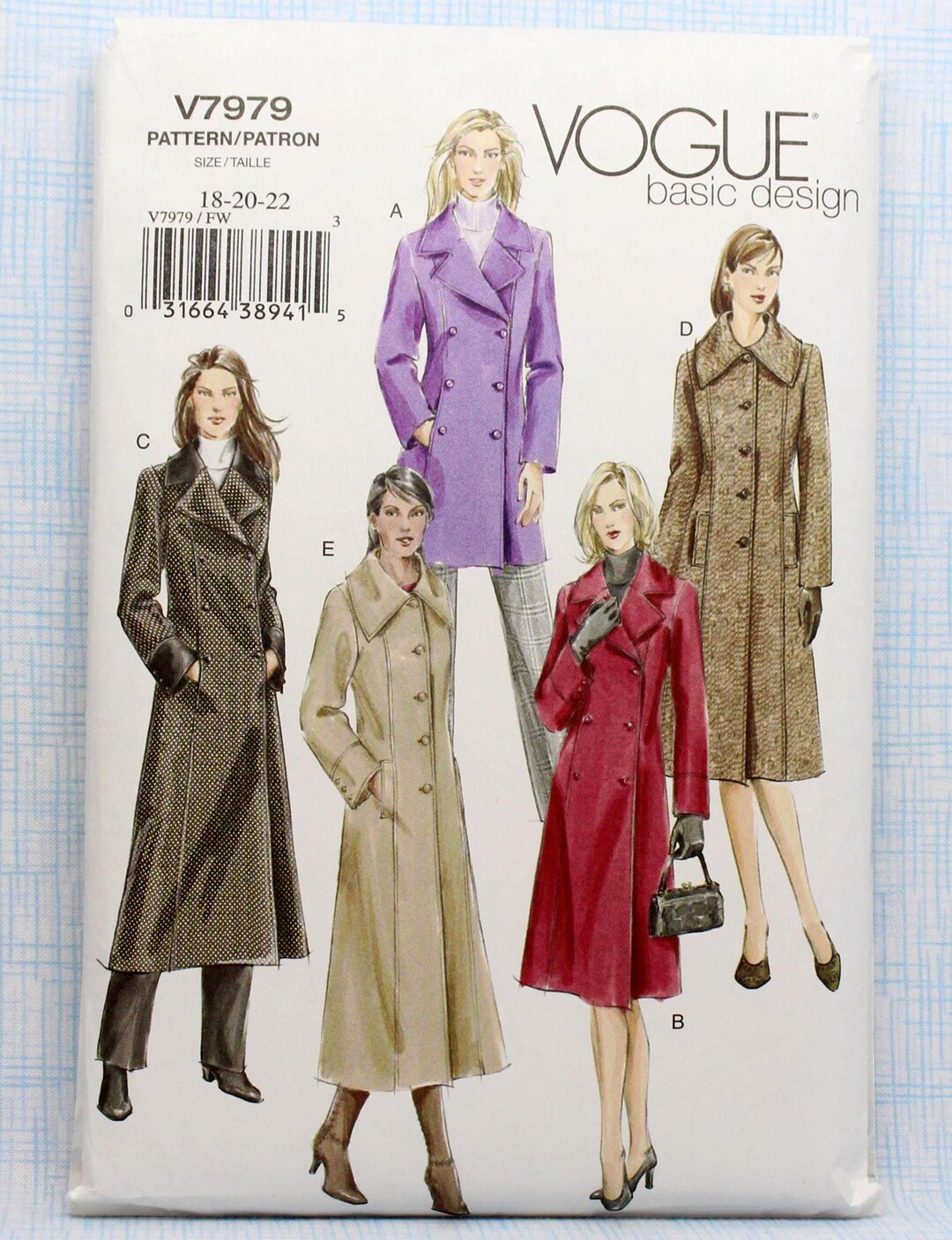 Vogue Sewing Pattern 7979, Misses' Fitted Coat, Uncut/ff, Misses' Size ...