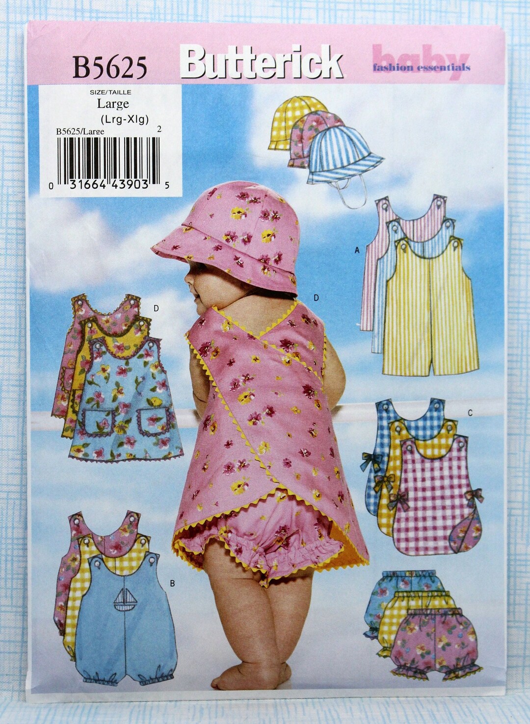 Butterick Sewing Pattern 5625 Infants' Romper, Jumper, Panties and Hat ...