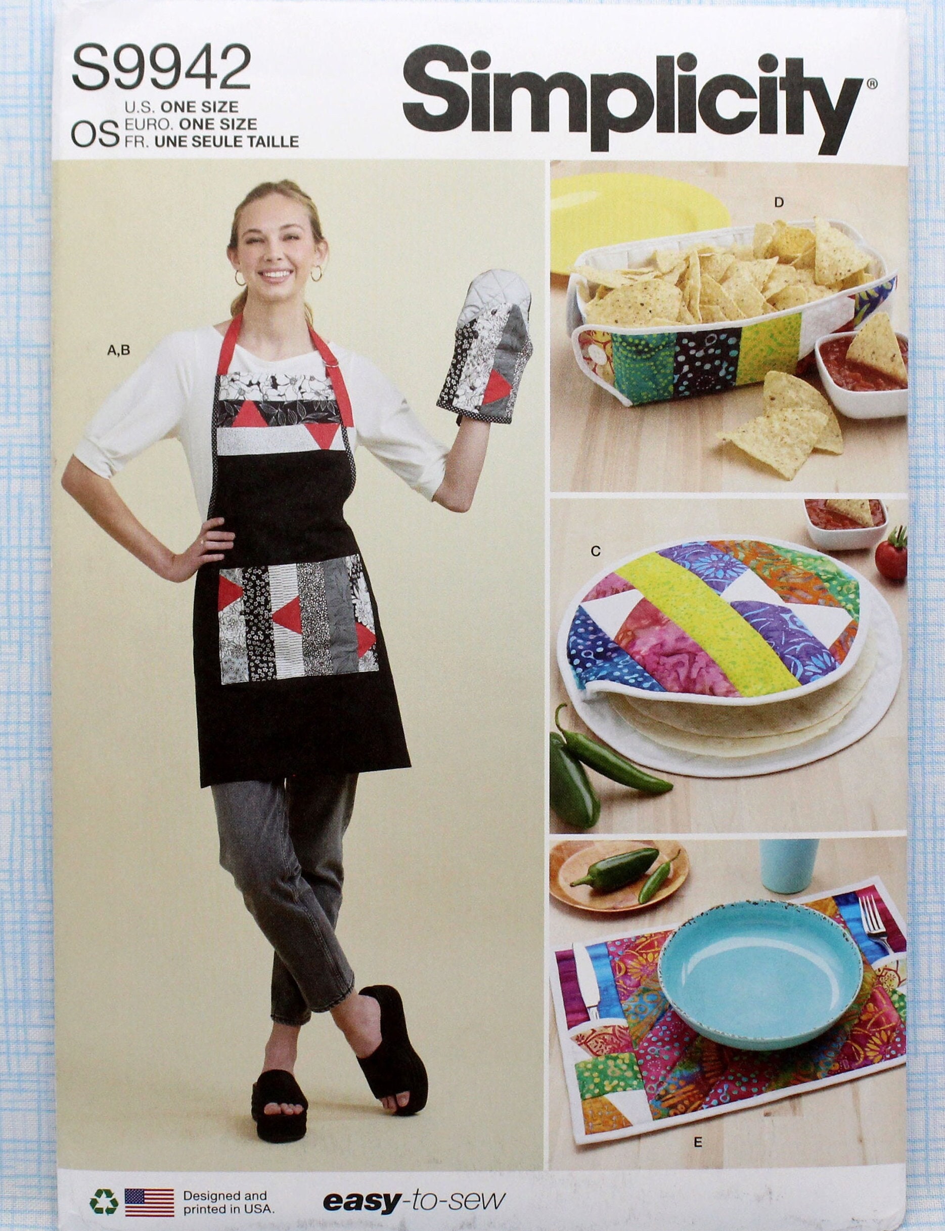 Simplicity Sewing Pattern 9942, Apron, Oven Mitt, Tortilla Warmer, Loaf ...