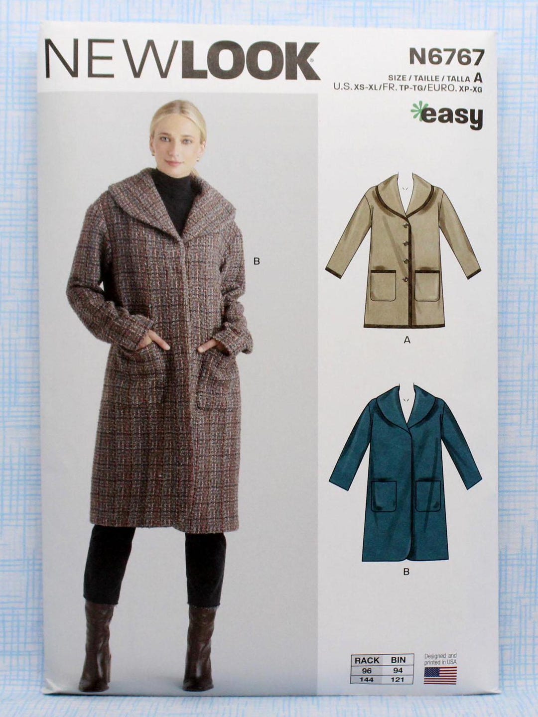 New Look Sewing Pattern 6767, Misses' Shawl Collar Coat, Uncut/ff ...