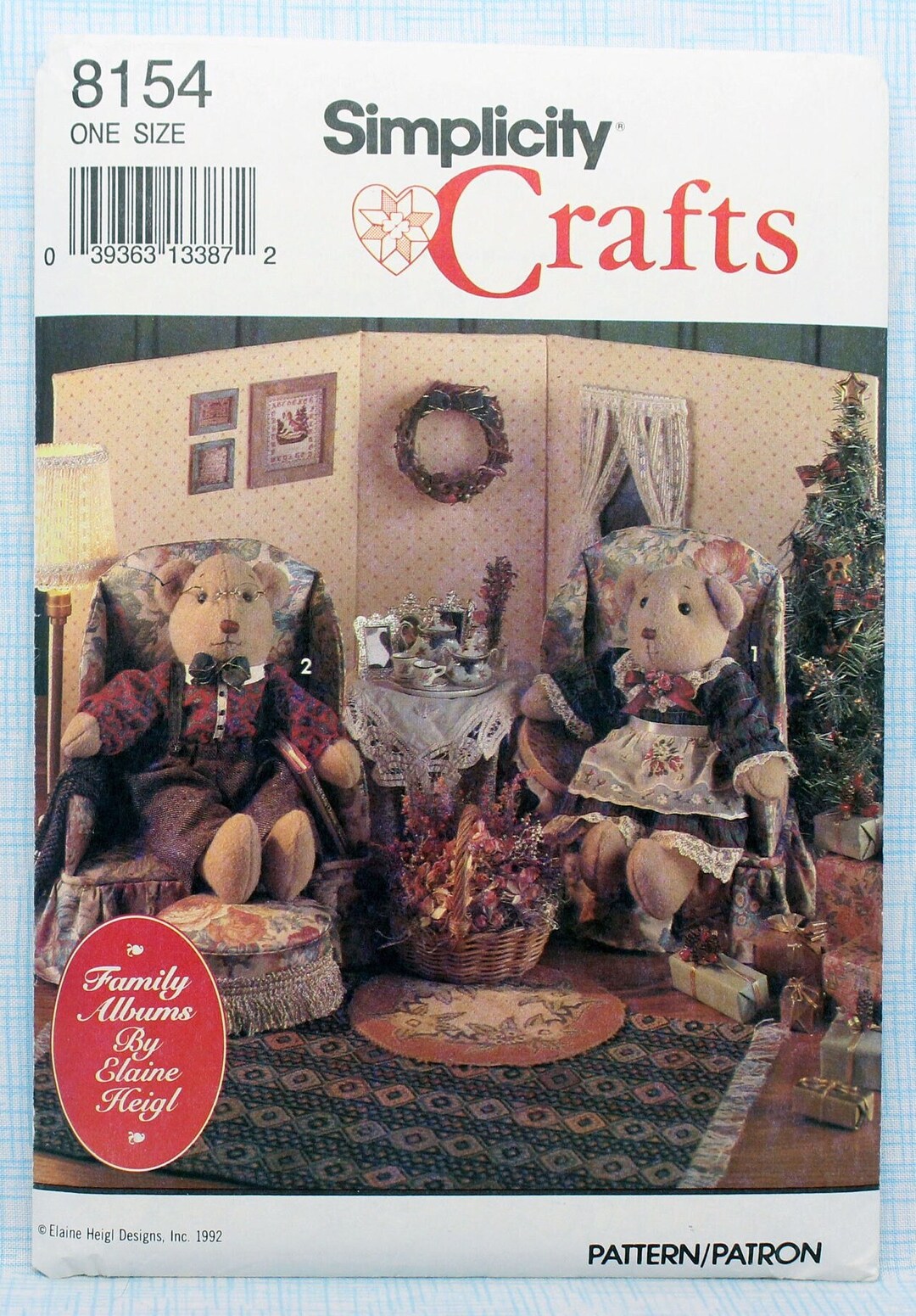 Simplicity Sewing Pattern 8154, Adult 12" Bear, Clothes, Furniture and ...