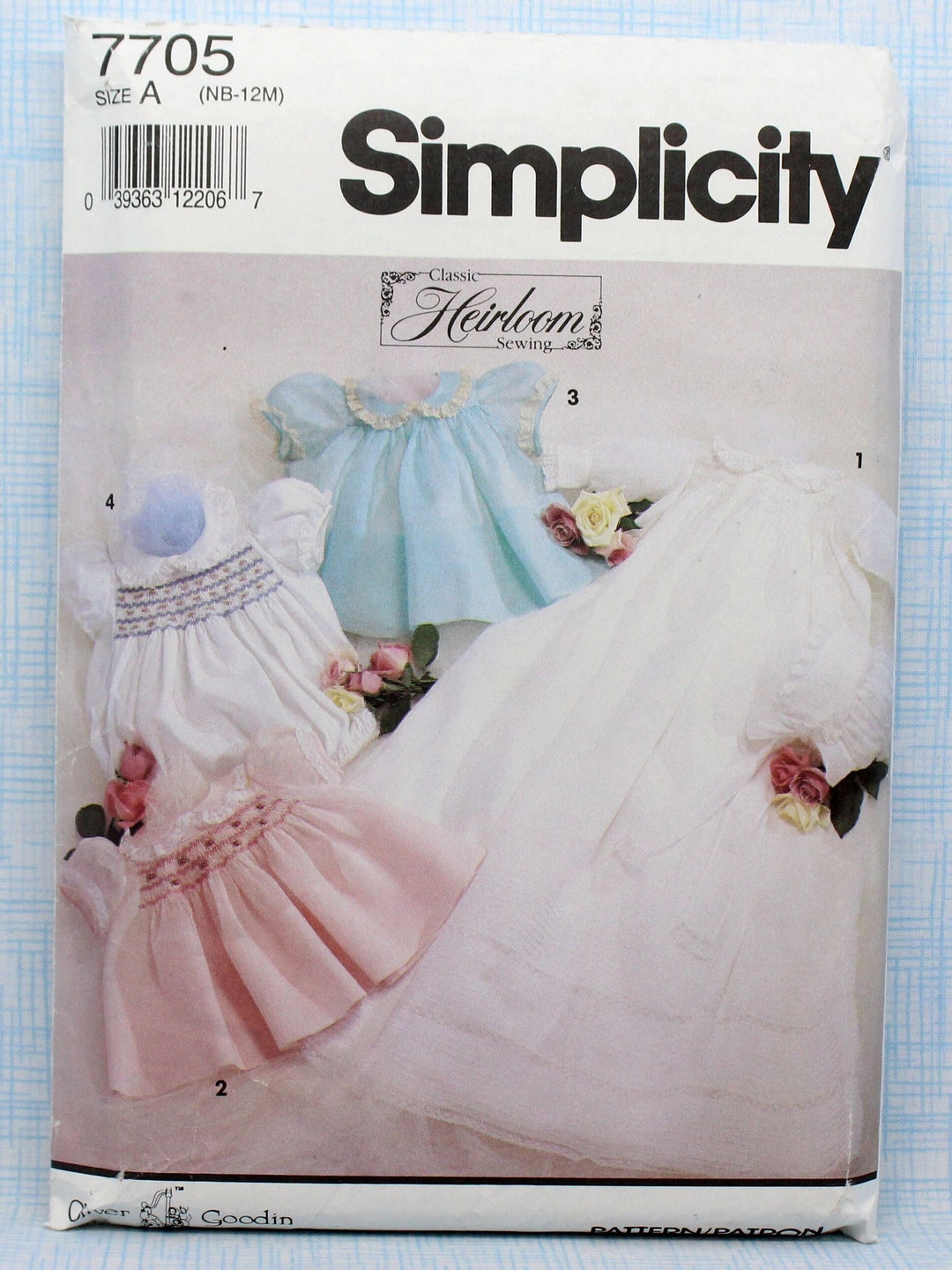 Simplicity Sewing Pattern 7705, Baby/infant Gown, Dress, Slip and Baby ...