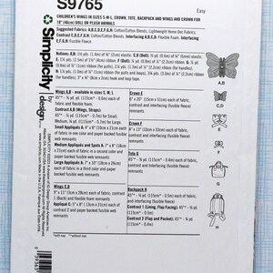 Simplicity Sewing Pattern 9765, Children's Wings in Sizes S M L, Crown ...