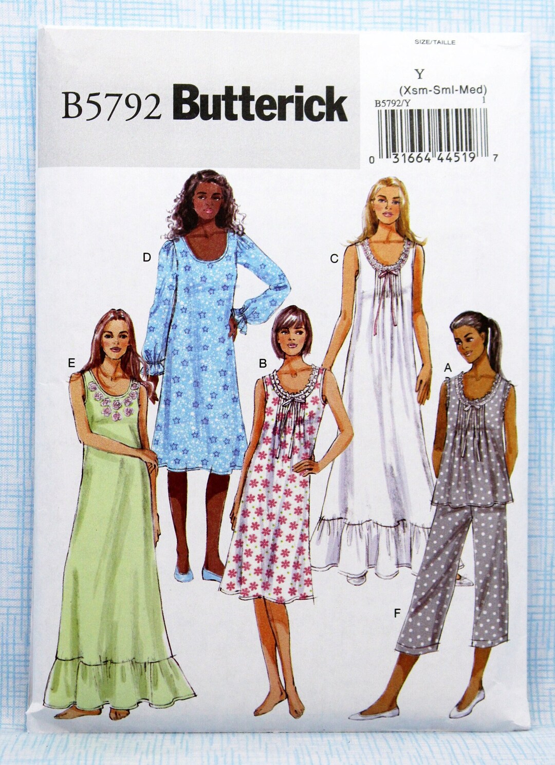 Butterick Sewing Pattern 5792, Misses' Easy Sleep Top, Gown and Pants ...