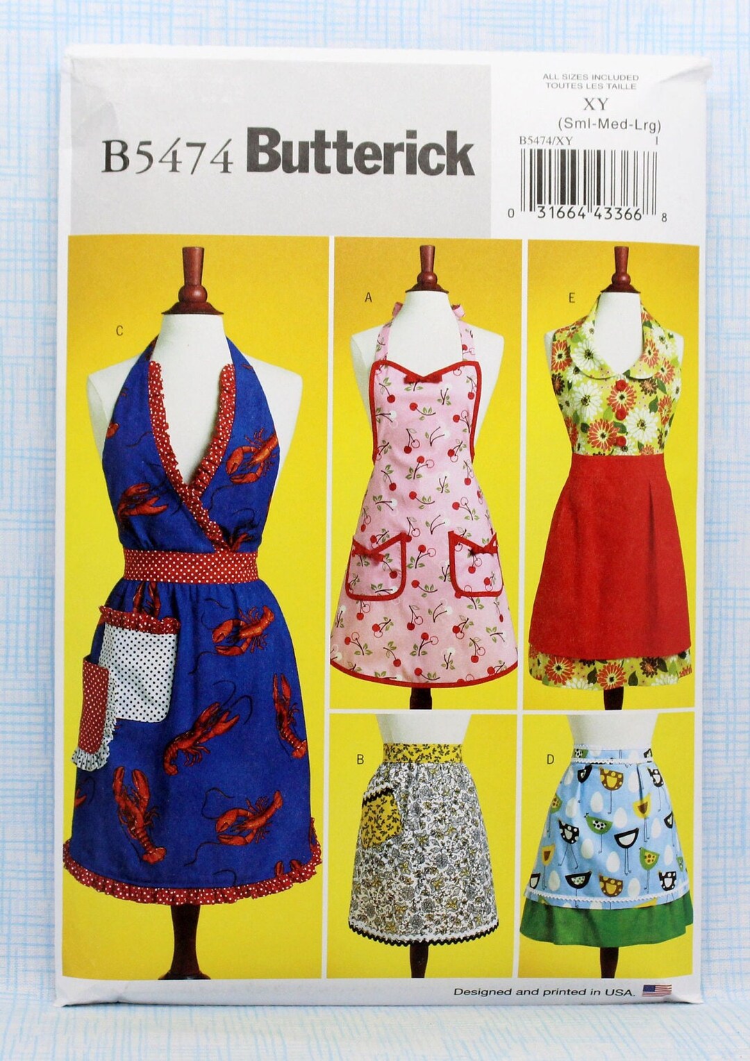 Butterick Sewing Pattern 5474, Aprons Sewing Pattern, Size S M L, 5 ...