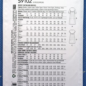 Simplicity Sewing Pattern 9102 Misses' Caftan and - Etsy