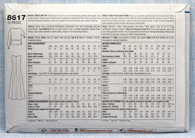 Simplicity Sewing Pattern 8617 Misses' Sleeveless Fit and - Etsy