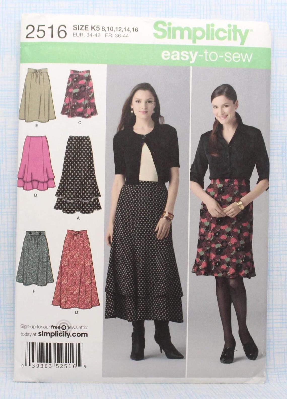 Simplicity Sewing Pattern 2516, Misses' Skirts, Size 8 10 12 14 16 ...