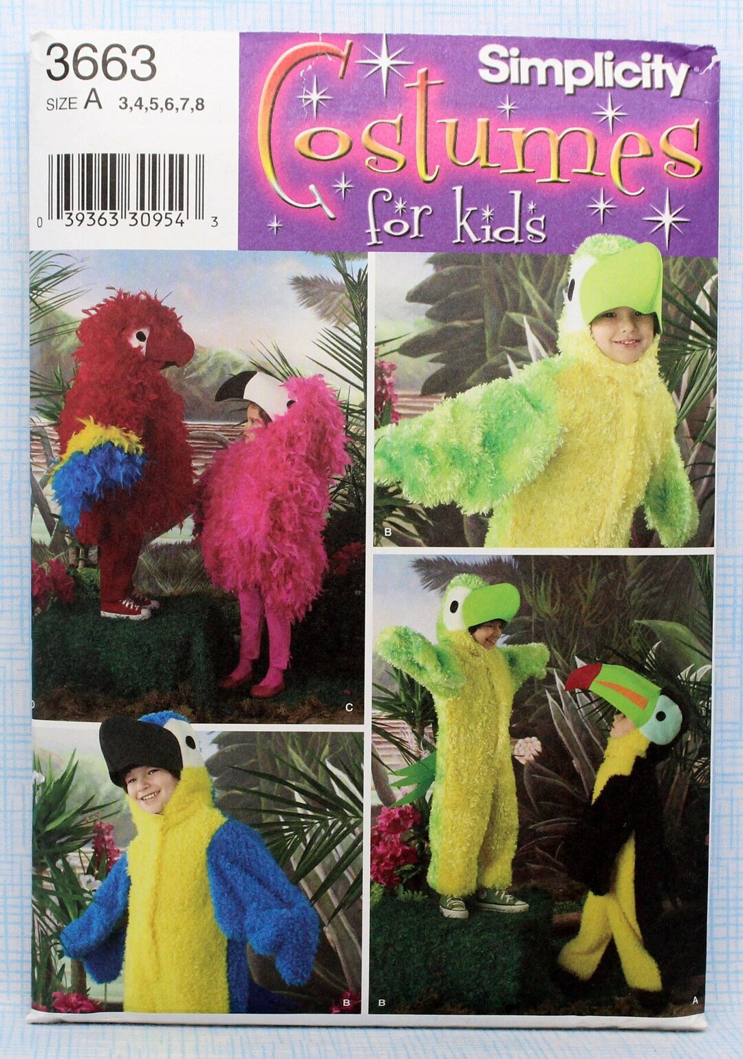 Simplicity Sewing Pattern 3663, Child's Tropical Birds Costume Pattern ...