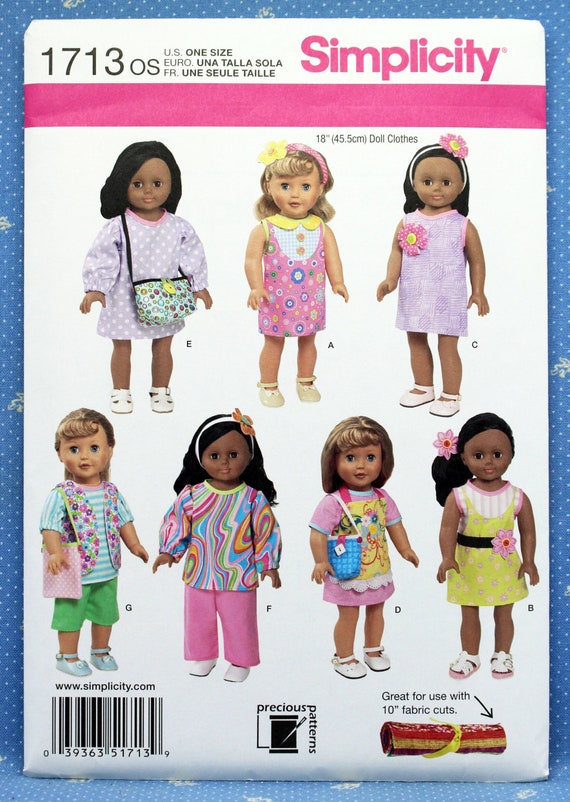 Simplicity Sewing Pattern 1713 Doll Clothes Pattern for | Etsy