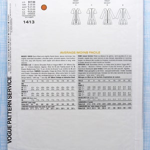 Vogue Sewing Pattern 1413, Misses' Slightly Flared Dress, Uncut/ff ...