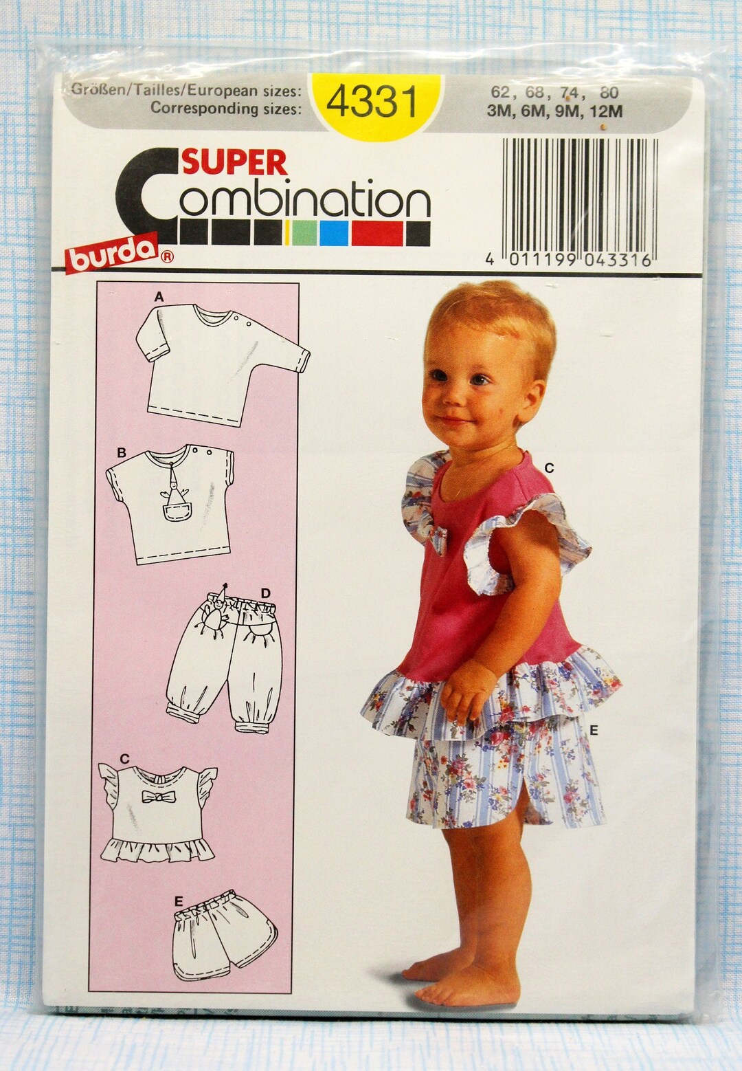 Burda Sewing Pattern 4331, Babies' Top and Shorts Sewing Pattern ...