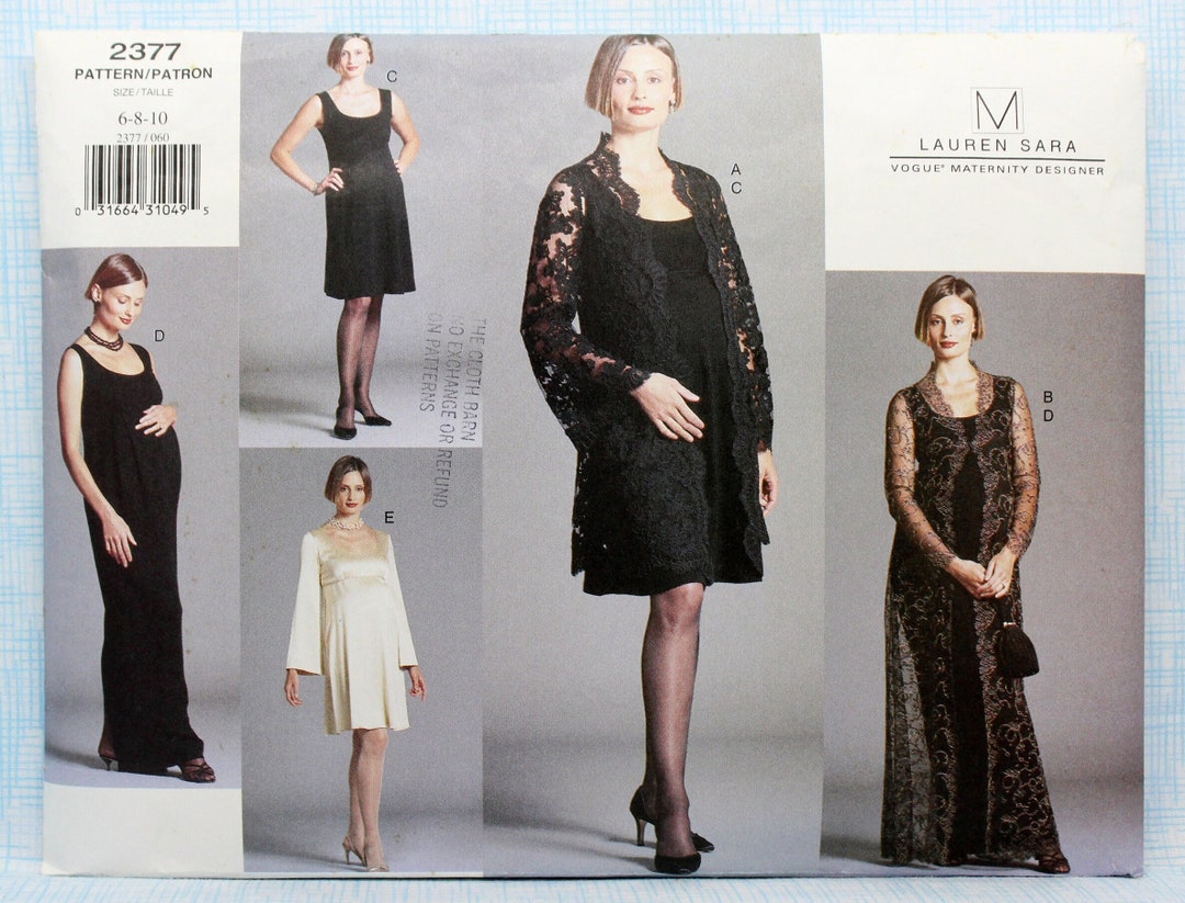 Vogue Sewing Pattern 2377, Maternity Evening Coat and Dress, Uncut/ff ...
