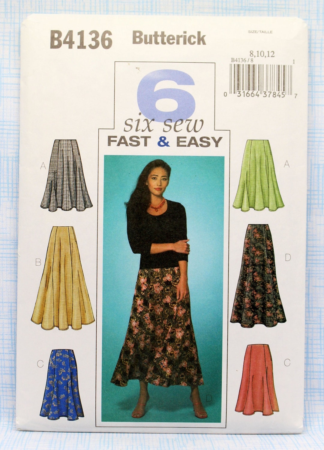 Butterick Sewing Pattern 4136, Misses' Easy Skirts With Princess Seams ...