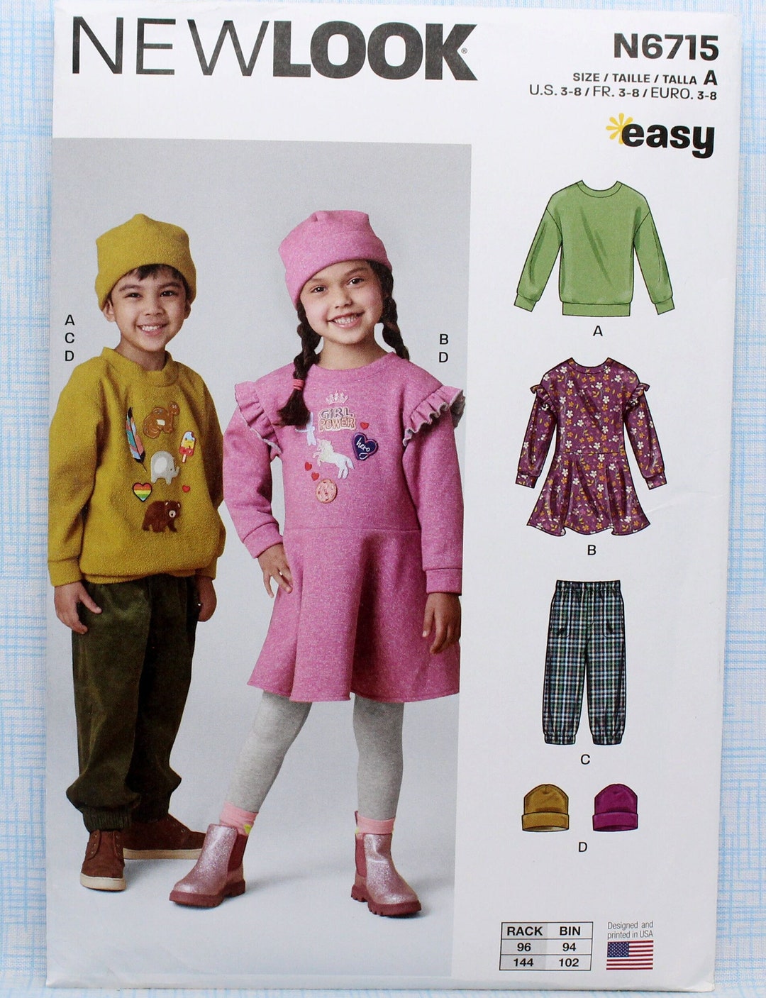 New Look Sewing Pattern 6715 Children's Pants, Knit Top, Knit Dress and ...