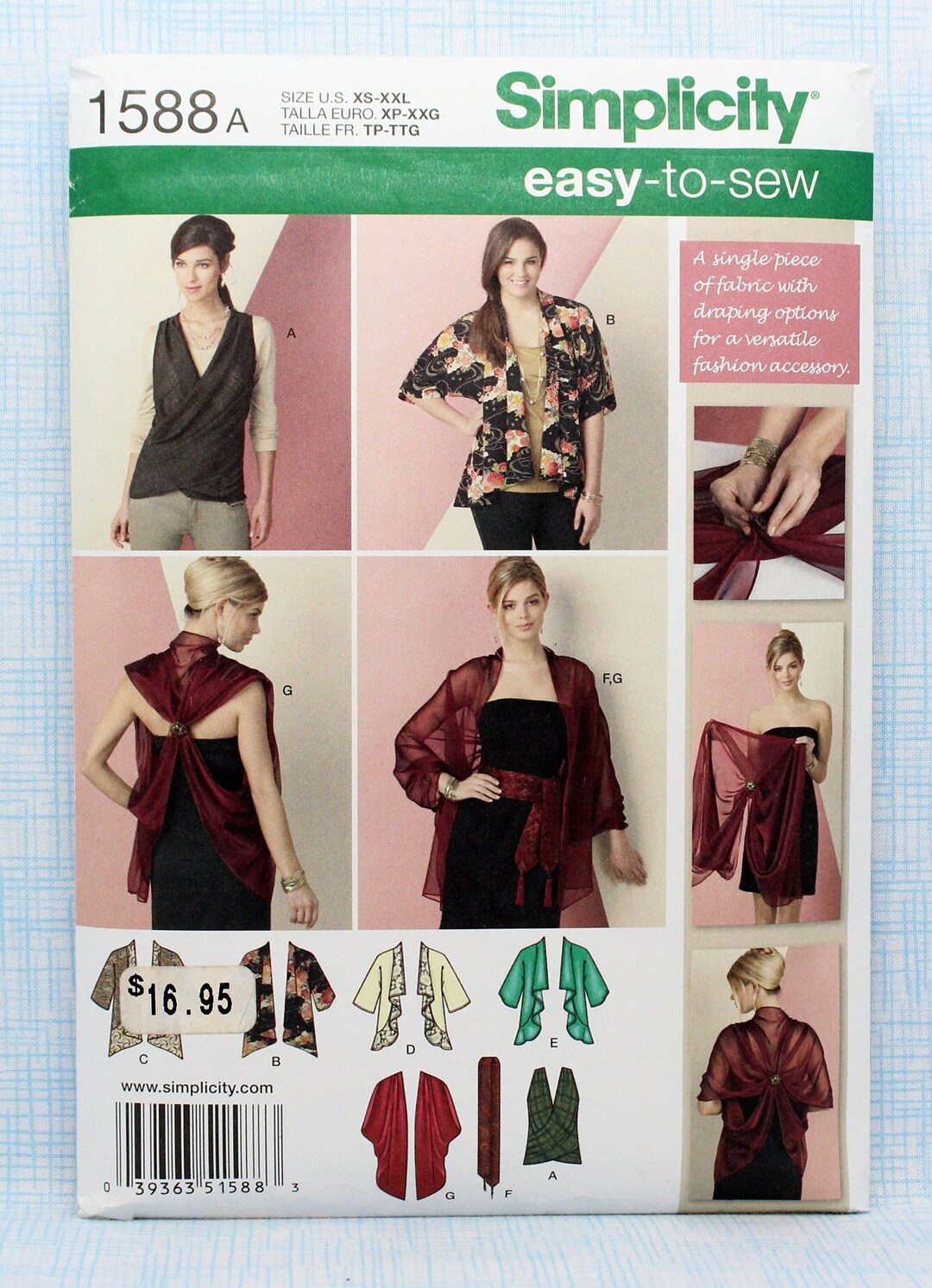 Simplicity Sewing Pattern 1588, Misses' Easy Kimono Jacket, Wrap Top ...