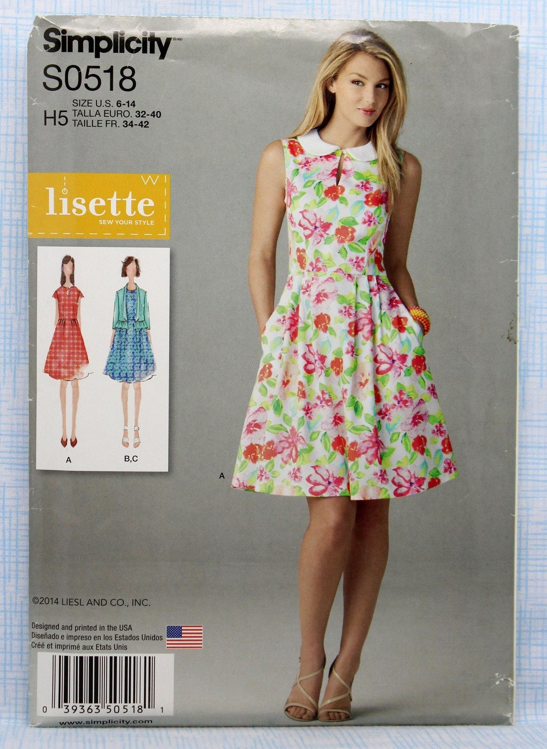 Simplicity Sewing Pattern S0518, Misses' Dress With Pleated Skirt and Jacket, Misses' Size 6 8 ...