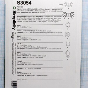 Simplicity Sewing Pattern 3054, Plush Bugs, Uncut/ff, Simplicity S3054 ...