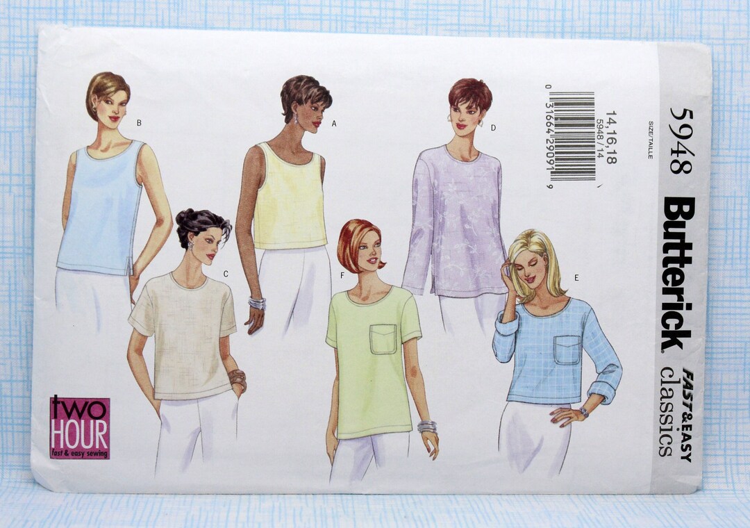Butterick Sewing Pattern 5948, Misses' Easy Pullover Top With Sleeve ...