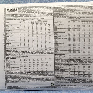 Mccall's Sewing Pattern 4952 Misses' and Men's | Etsy