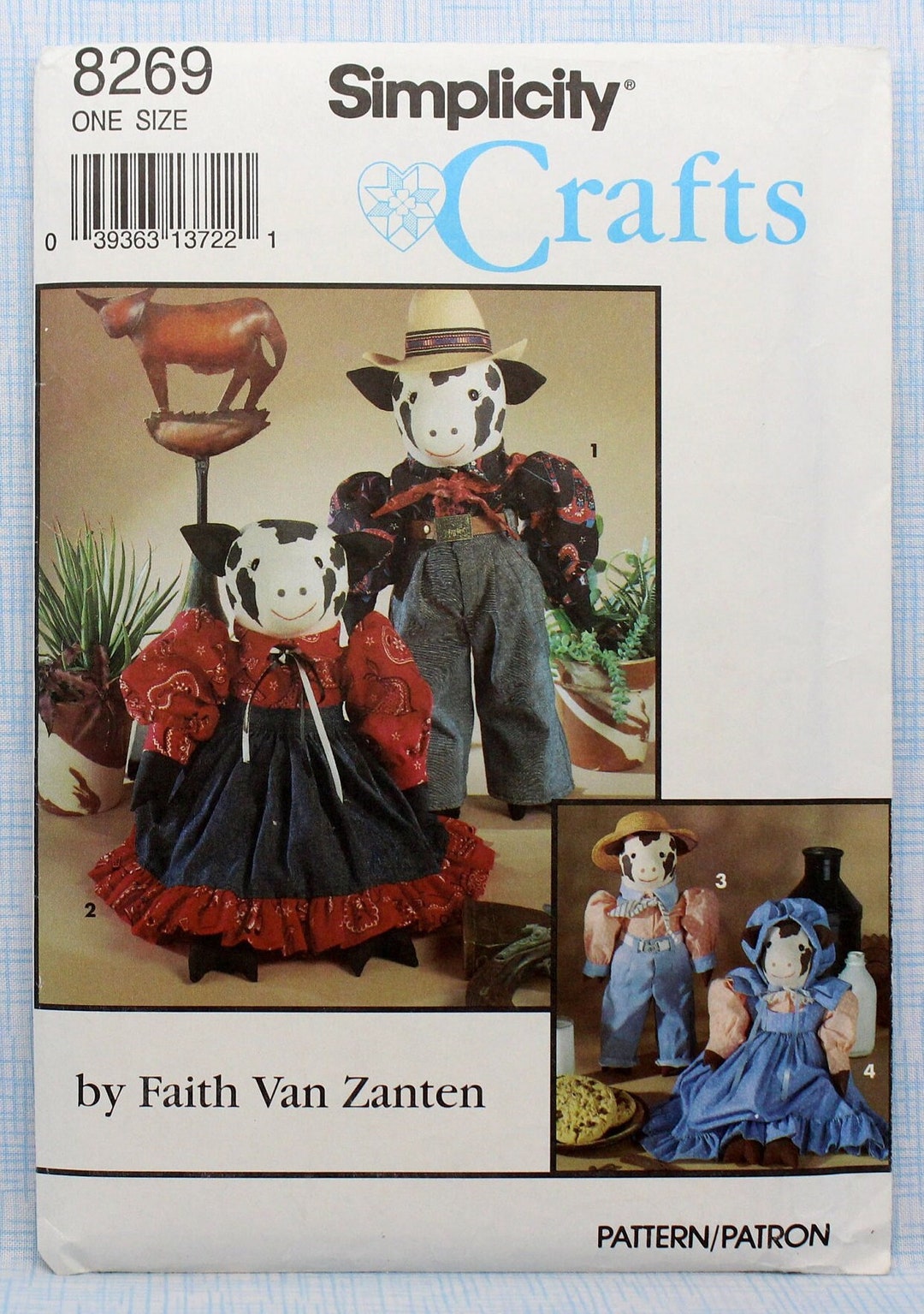 Simplicity Sewing Pattern 8269 Decorative 19 Tall Cows and Clothing ...