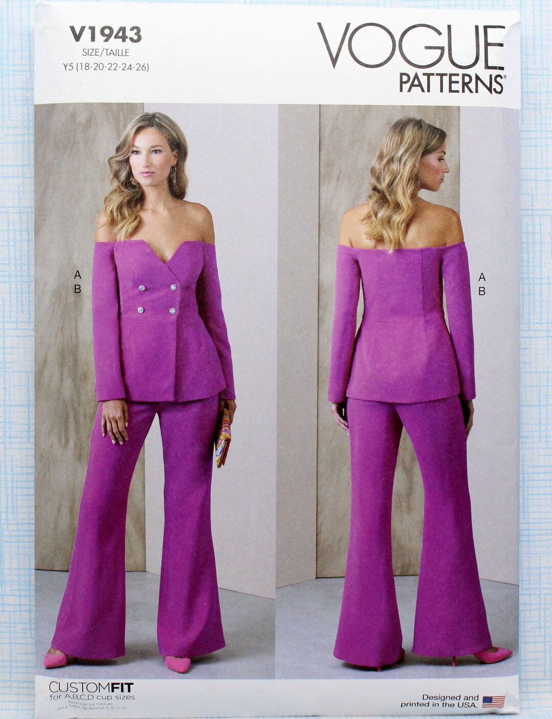 Vogue Sewing Pattern 1943, Misses' Off-the Shoulder Jacket and Pants ...