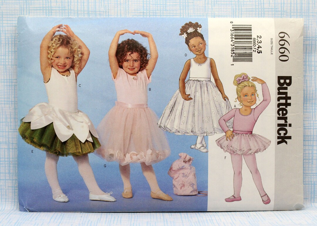 Butterick Sewing Pattern 6660, Girls Leotard, Skirt, Bag and Ponytail ...