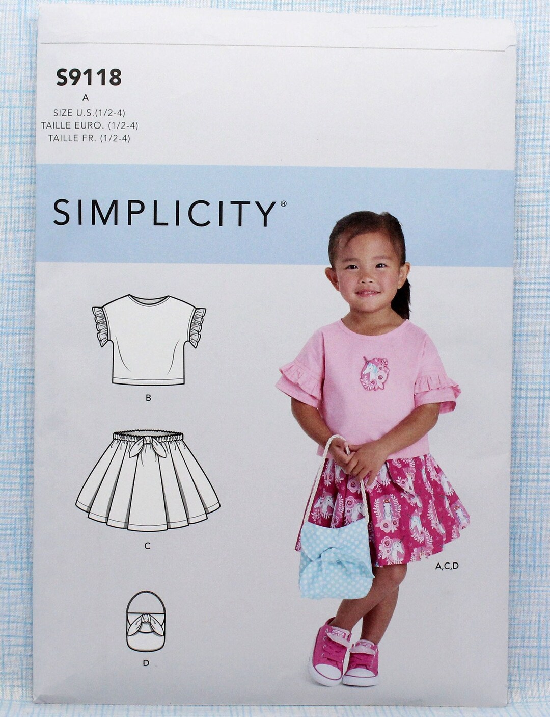 Simplicity Sewing Pattern 9118, Toddlers' Tops, Skirt and Purse ...