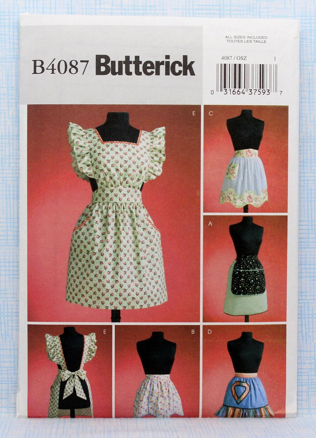Butterick Sewing Pattern 4087, Five Aprons Sewing Pattern, Uncut/ff ...