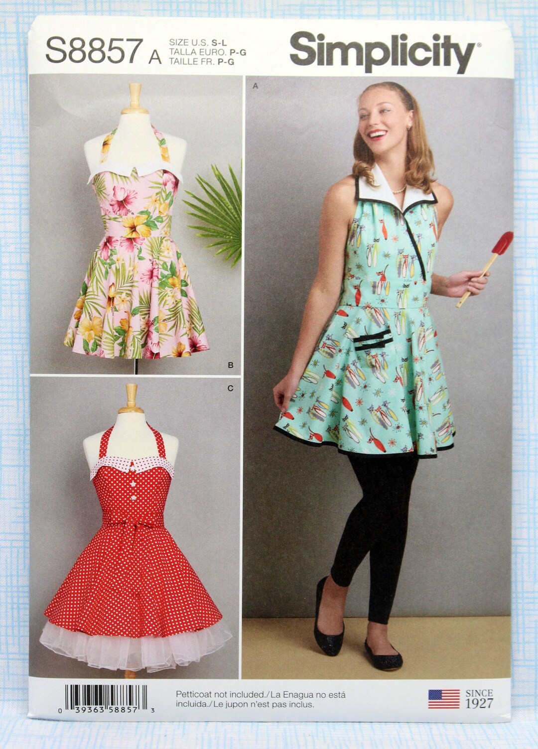 Simplicity Sewing Pattern 8857, Misses' Halter Neckline Retro Aprons ...