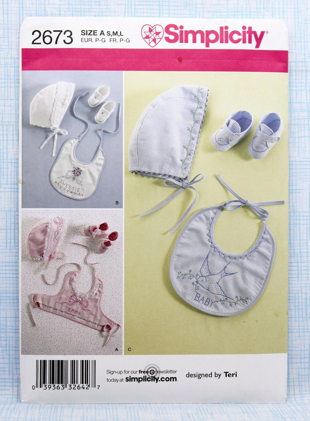 Simplicity Sewing Pattern 2673, Infant/baby Bibs, Bonnets and Booties ...