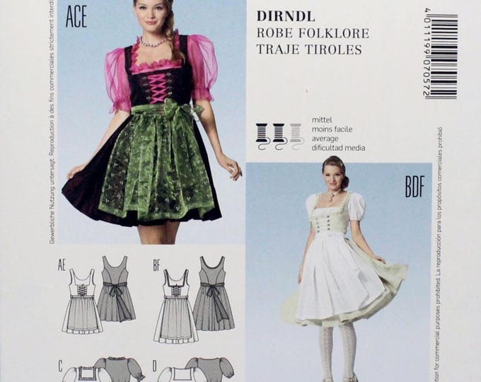 Burda Sewing Pattern 7057, Misses' Dirndl Dress and Blouse, Uncut/ff ...