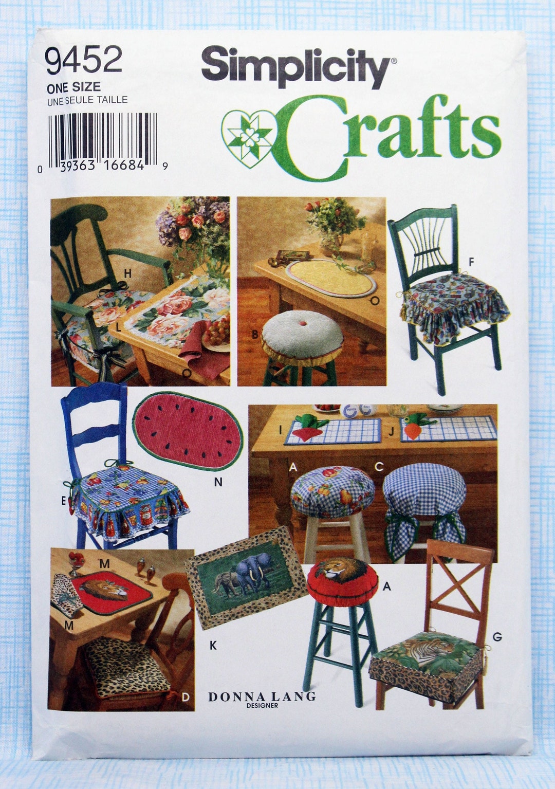 Simplicity Sewing Pattern 9452, Chair Pads and Place Mats, Uncut/ff ...