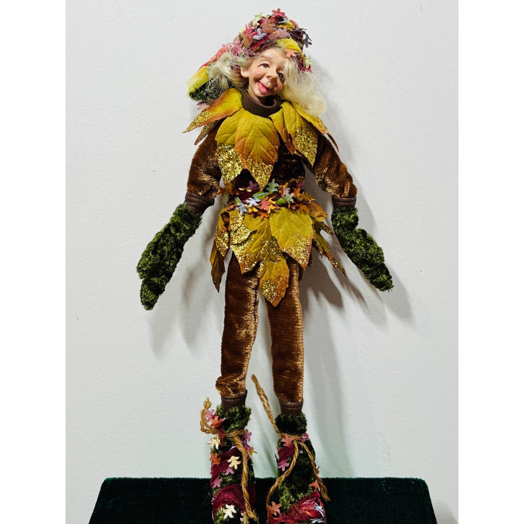 Vintage 13" Posable Autumn Forest Elf Doll Decor - Etsy