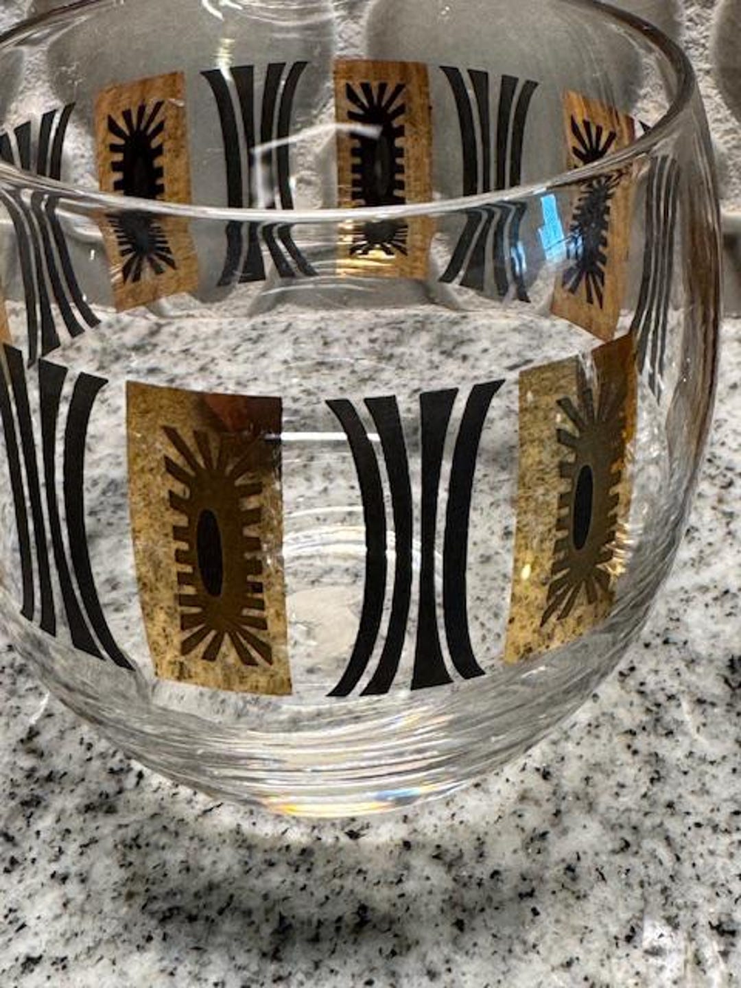 MCM Pair of Roly Poly Gold & Black Atomic Tiki Design - Etsy