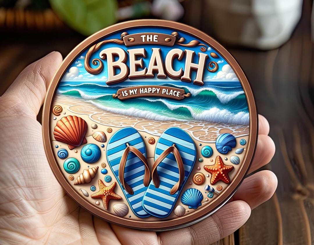 Beach Flip Flop Coasters | Summer Vibes Drink Coasters | 4” Home ...