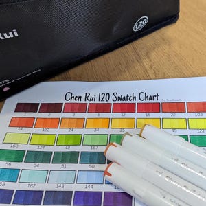 Chen Rui 120 Triple Swatch Chart Single Page A4 Alcohol Markers - Etsy