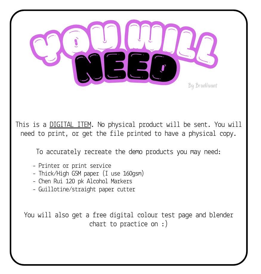 Chen Rui 120 Triple Swatch Chart Single Page A4 Alcohol Markers - Etsy