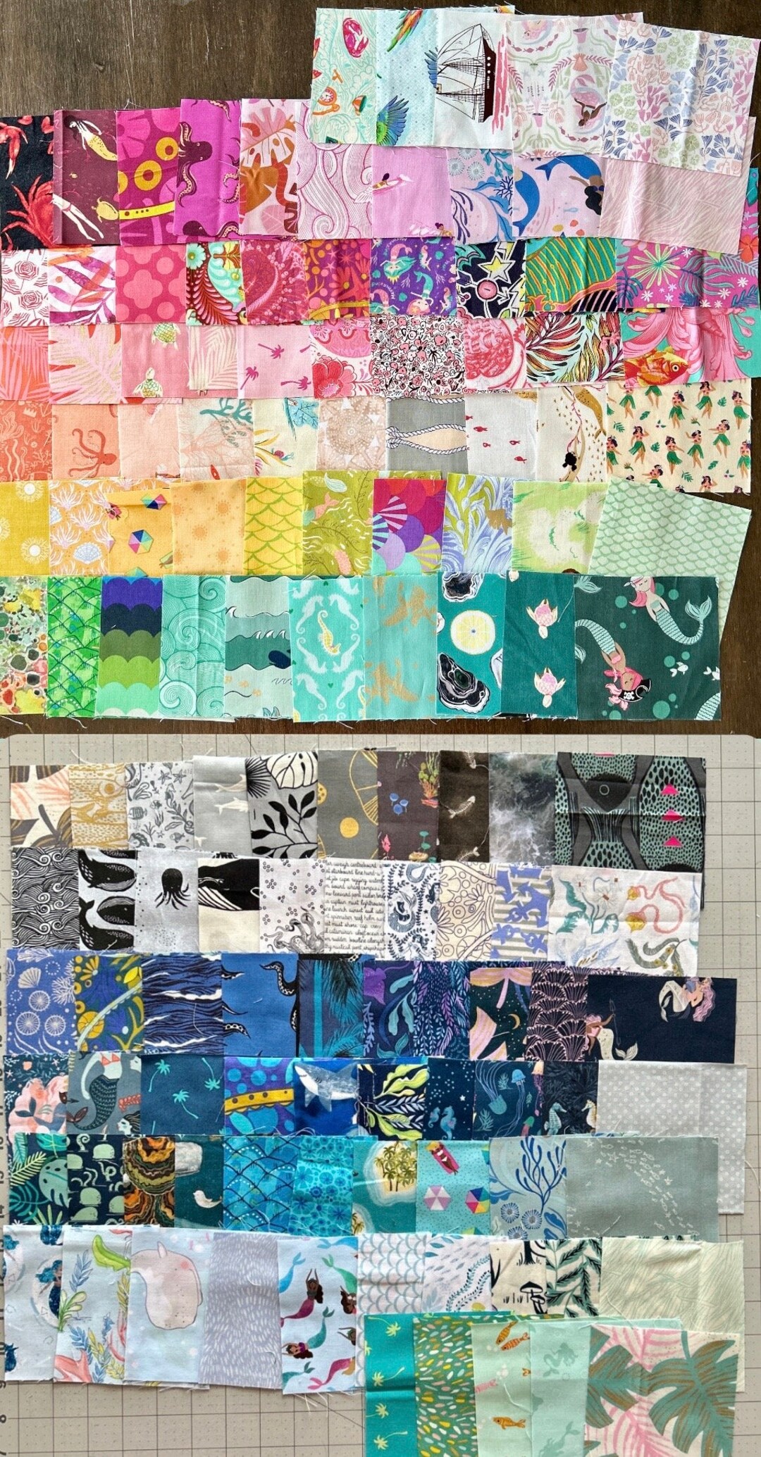 Pre Cut 4.5 Squares Ocean, Mermaids, Beach, Sea and Sea Creatures ...