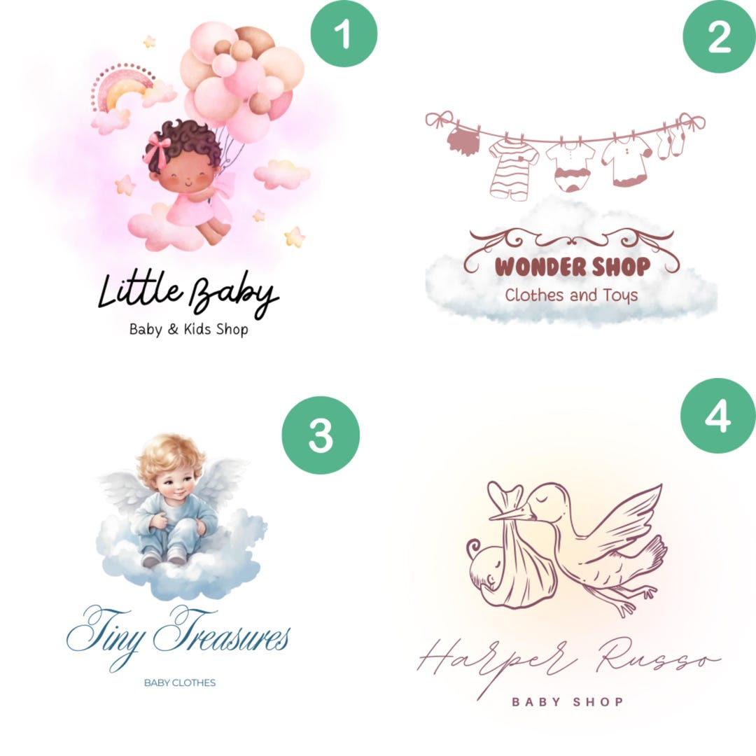 Premade Baby Shop Logo, Cute and Soft Pastel Design, Premade Kids ...