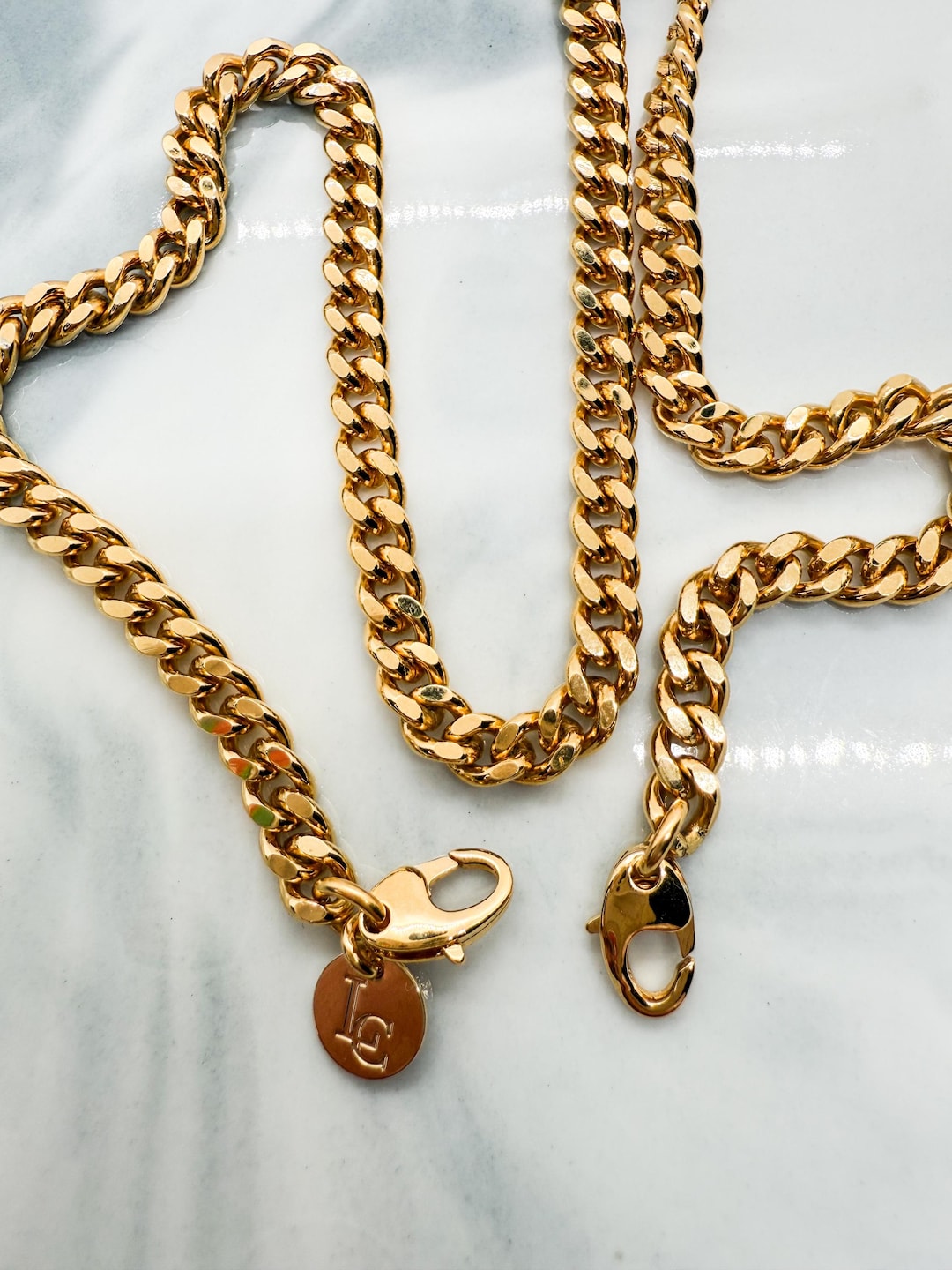Gold Curb Chain Interchangeable System: Single Chain, Mixed Chain ...